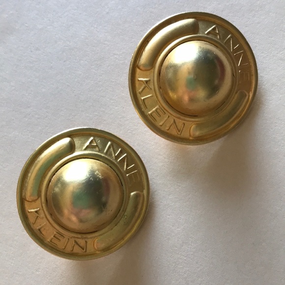 Anne Klein | Jewelry | Vintage Anne Klein Logo Shield Gold Tone Clipons ...